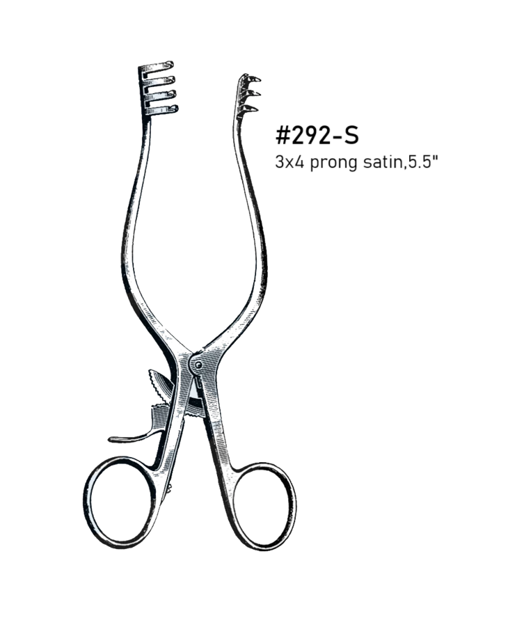 Weightlaner Retractor sharp 3x4 prong satin 5.5” – Surgical Design Shop