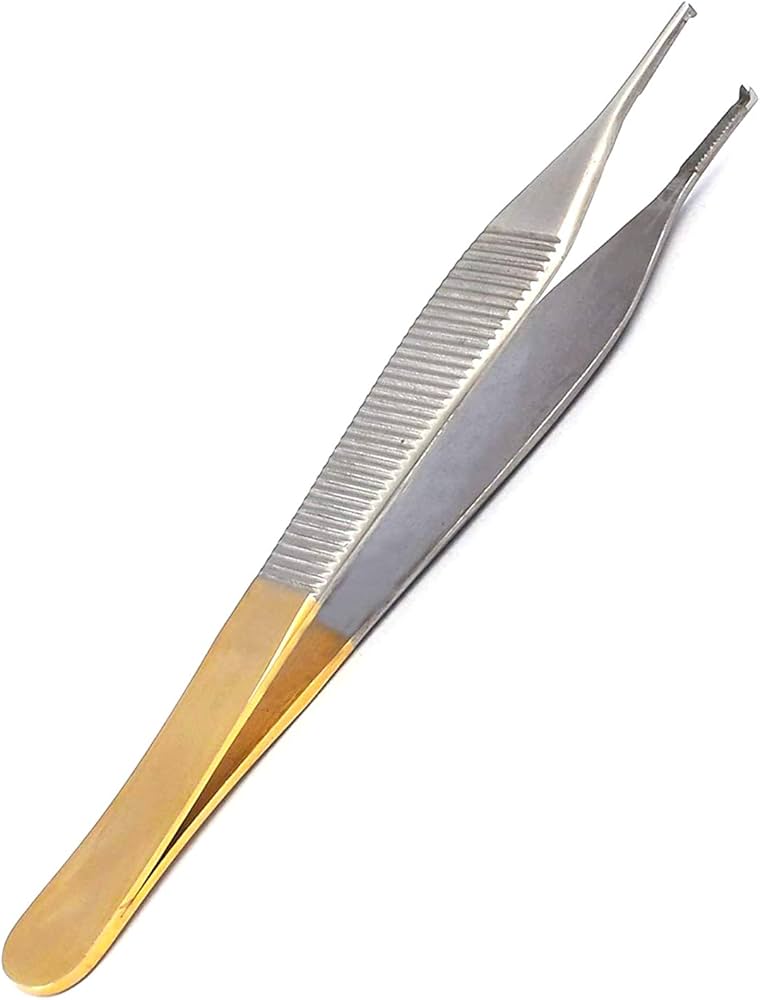 ADSON FORCEPS 1X2 TEETH GOLD W/HOLE MICRO, AS-248HM – Surgical Design Shop