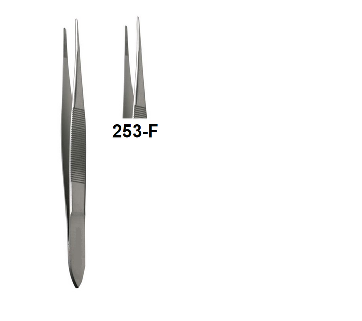 EYES DRESSING FORCEPS SERRATED STRAIGHT(DELICATE) 253-F – Surgical ...